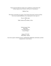 Organizational Collaborative Motivations and Purpose-oriented Networks ...